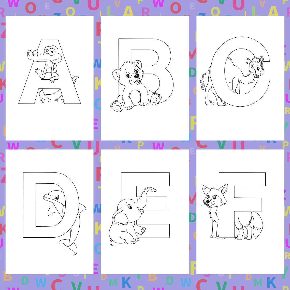 Animal Alphabet Coloring Pages - Instant Download - Educational ...