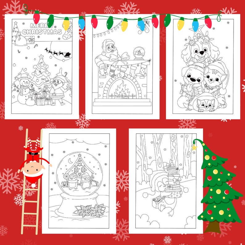 15 Christmas Coloring Pages for Kids - Christmas Coloring Book - Santa ...