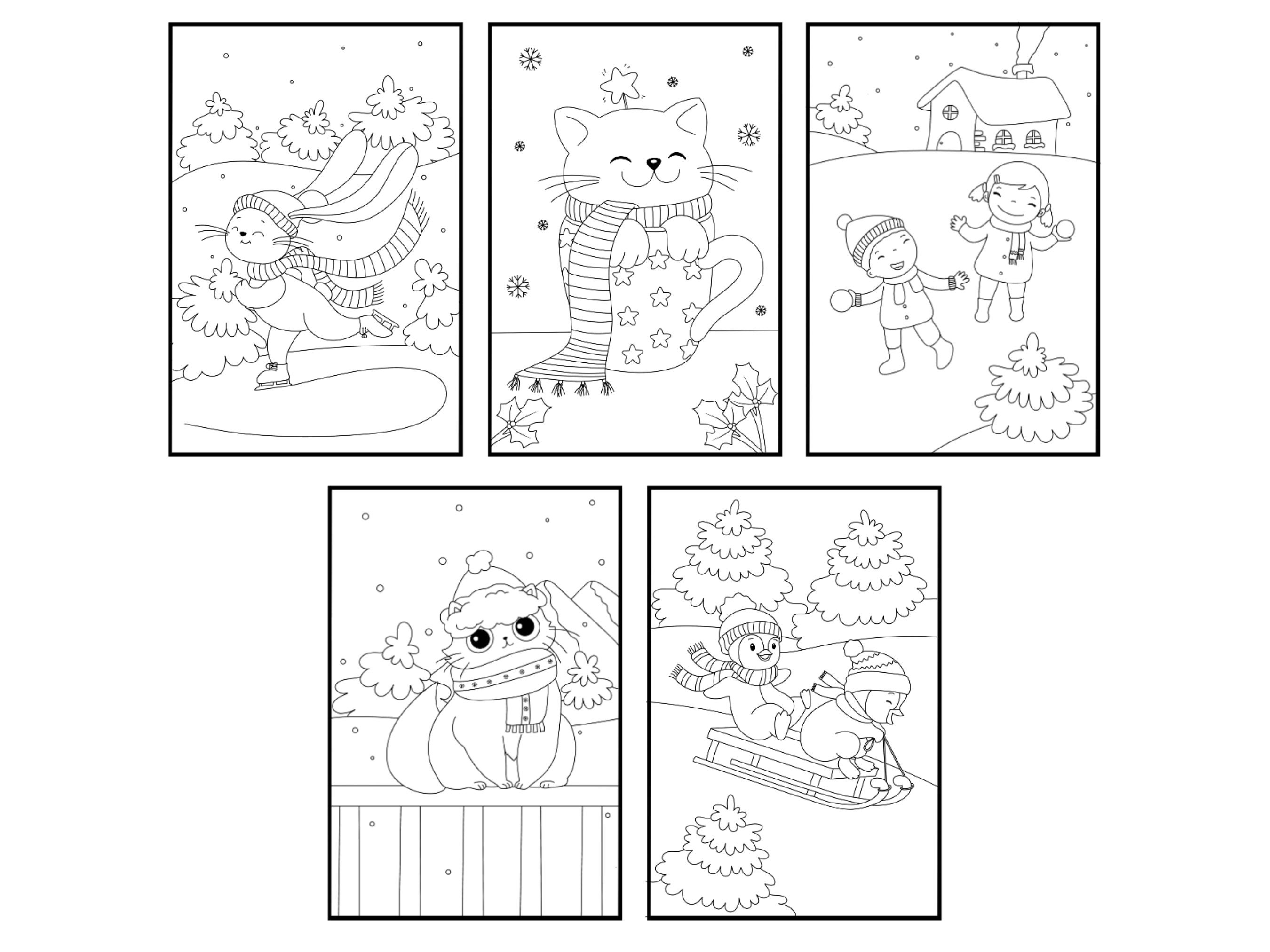 Winter Coloring Pages for Kids Winter Coloring Book Snowman, Ice ...