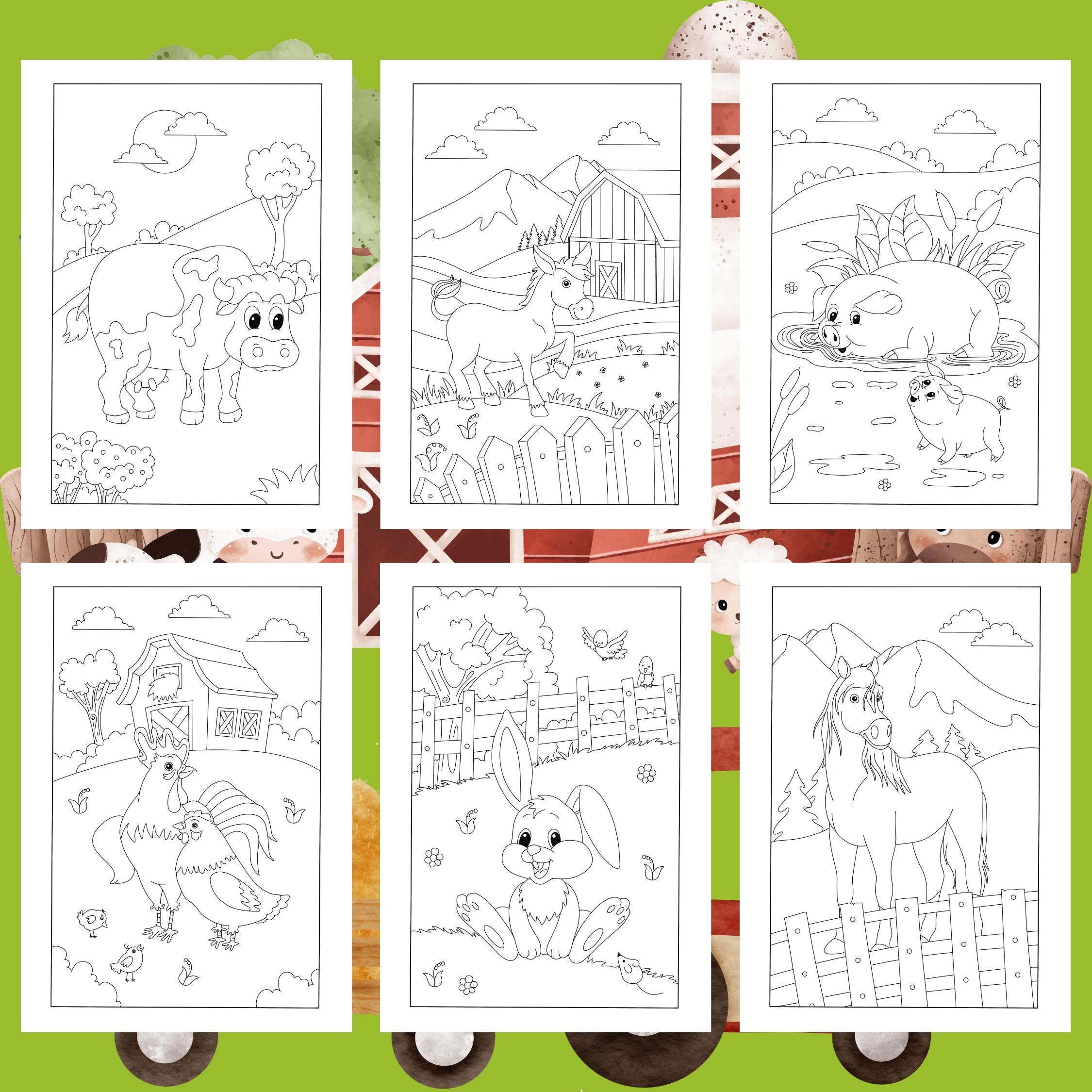 Farm Animals Coloring Book for Kids - Coloring Pages - Sheep, Horse ...