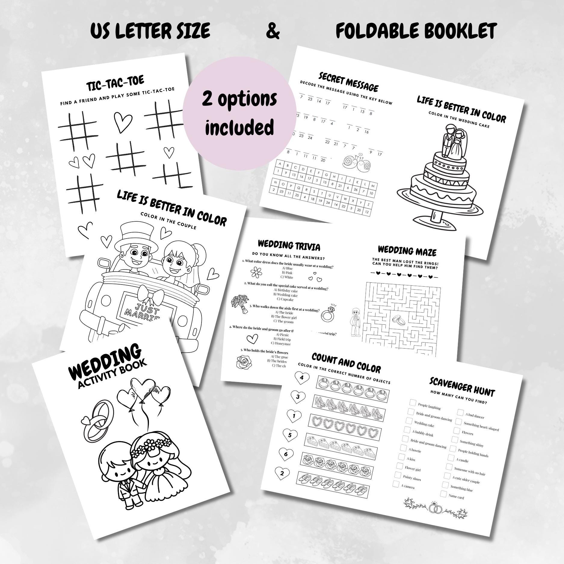Printable Kids Wedding Activity Pack Wedding Activity Book Coloring ...