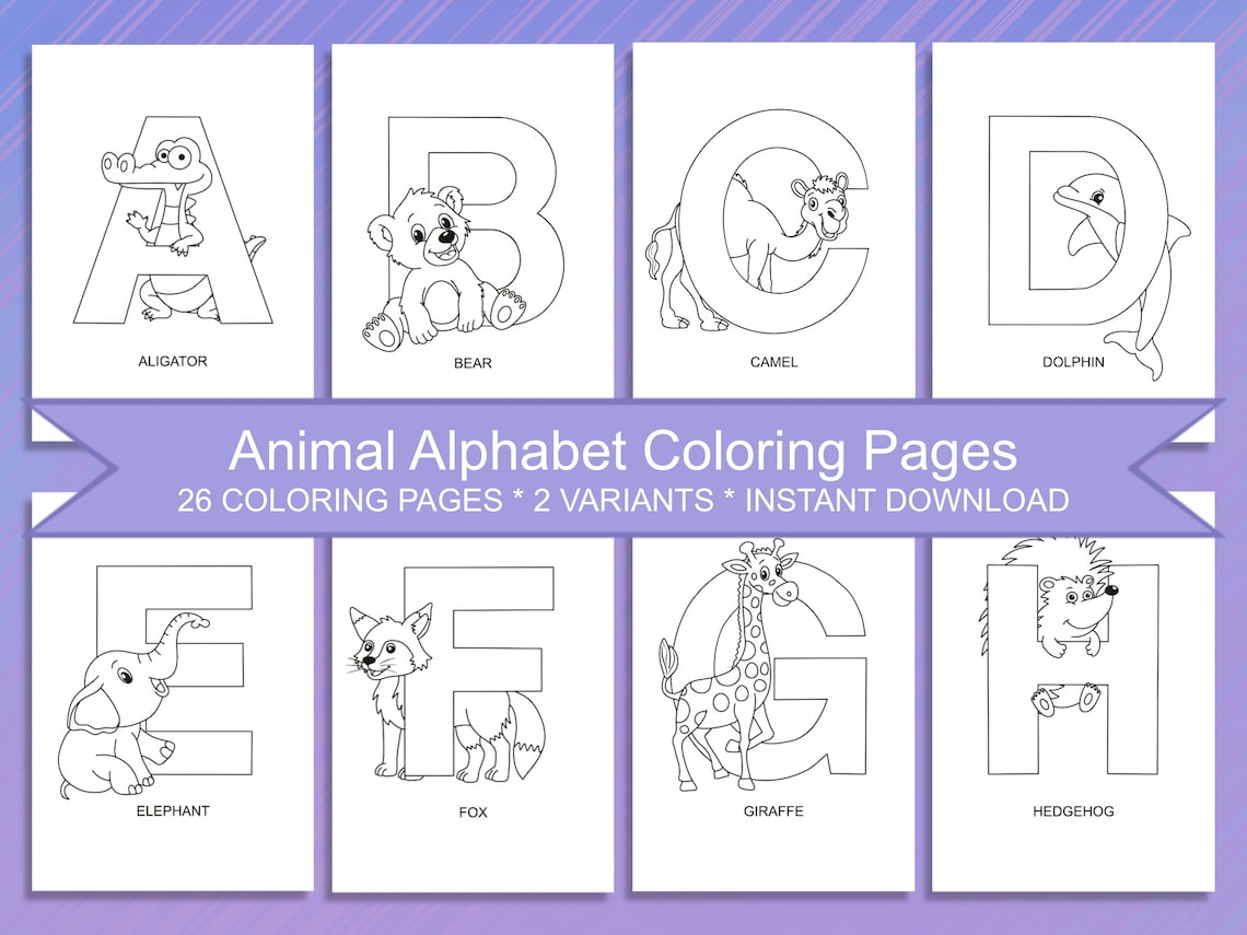 Animal Alphabet Coloring Pages - Instant Download - Educational ...