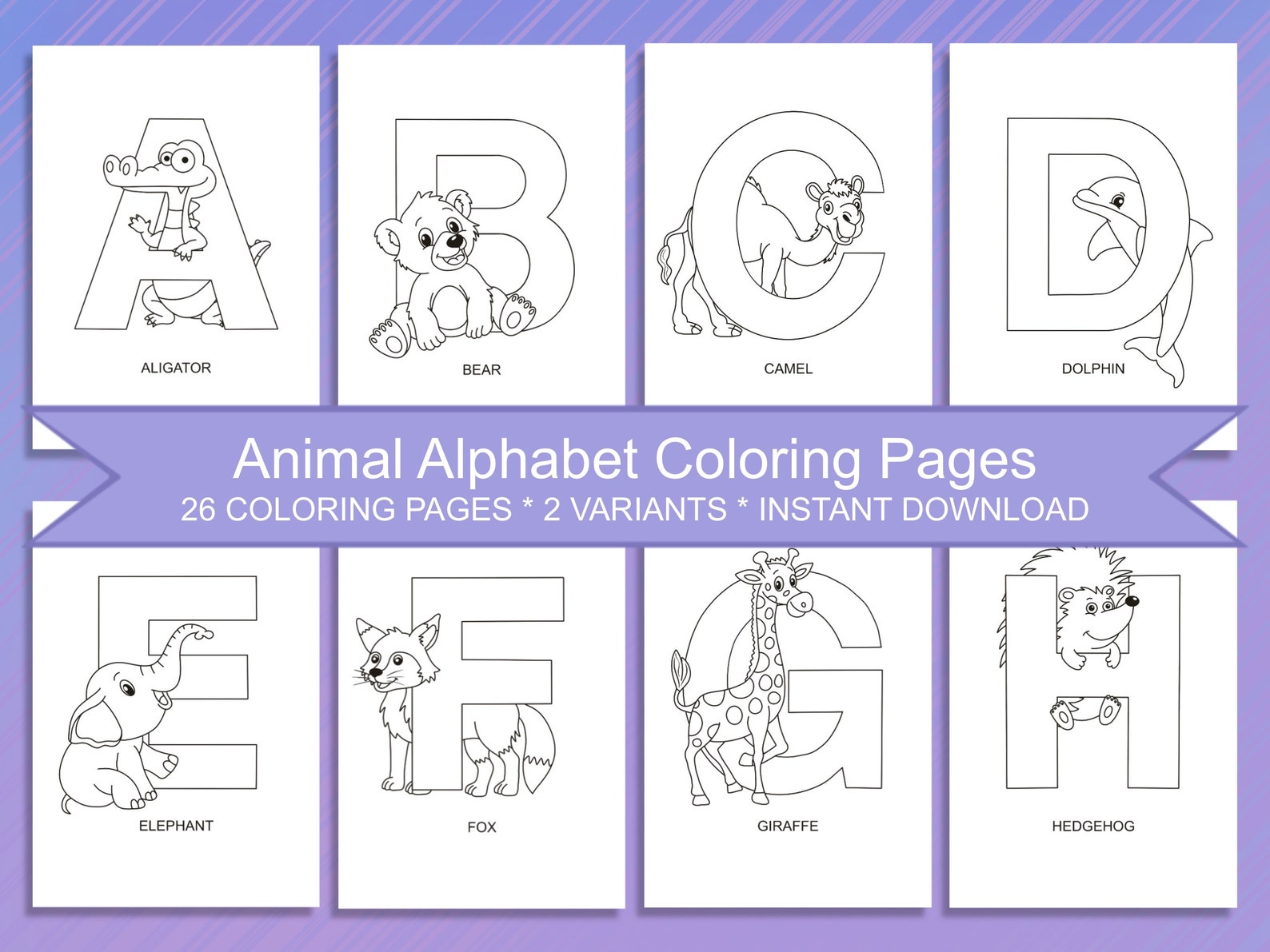Animal Alphabet Coloring Pages - Instant Download - Educational ...