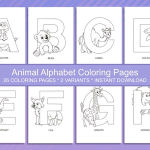 Animal Alphabet Coloring Pages - Instant Download - Educational ...