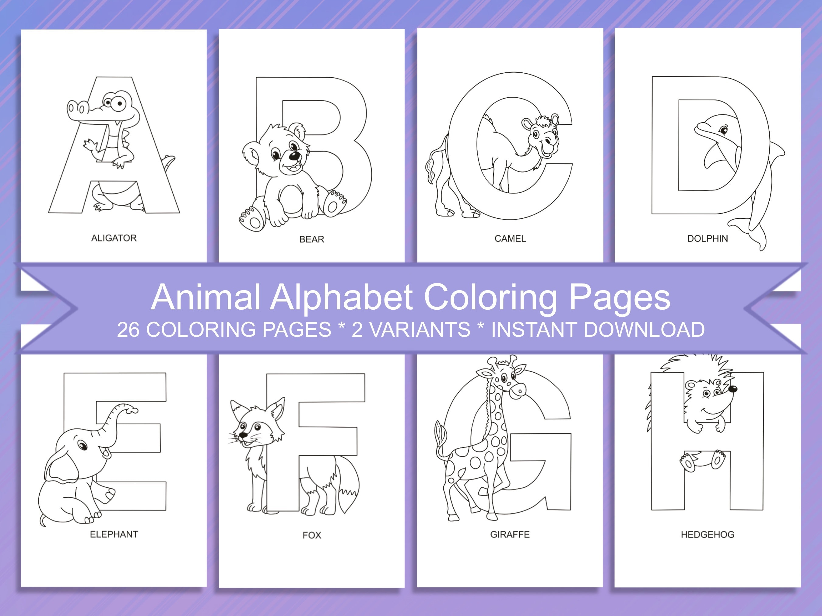 Animal Alphabet Coloring Pages - Instant Download - Educational ...