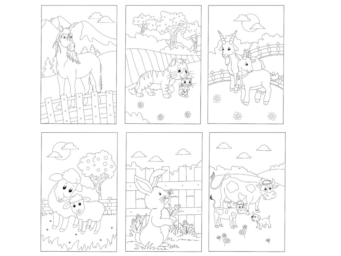 Farm Animals Coloring Book for Kids Coloring Pages Sheep - Etsy