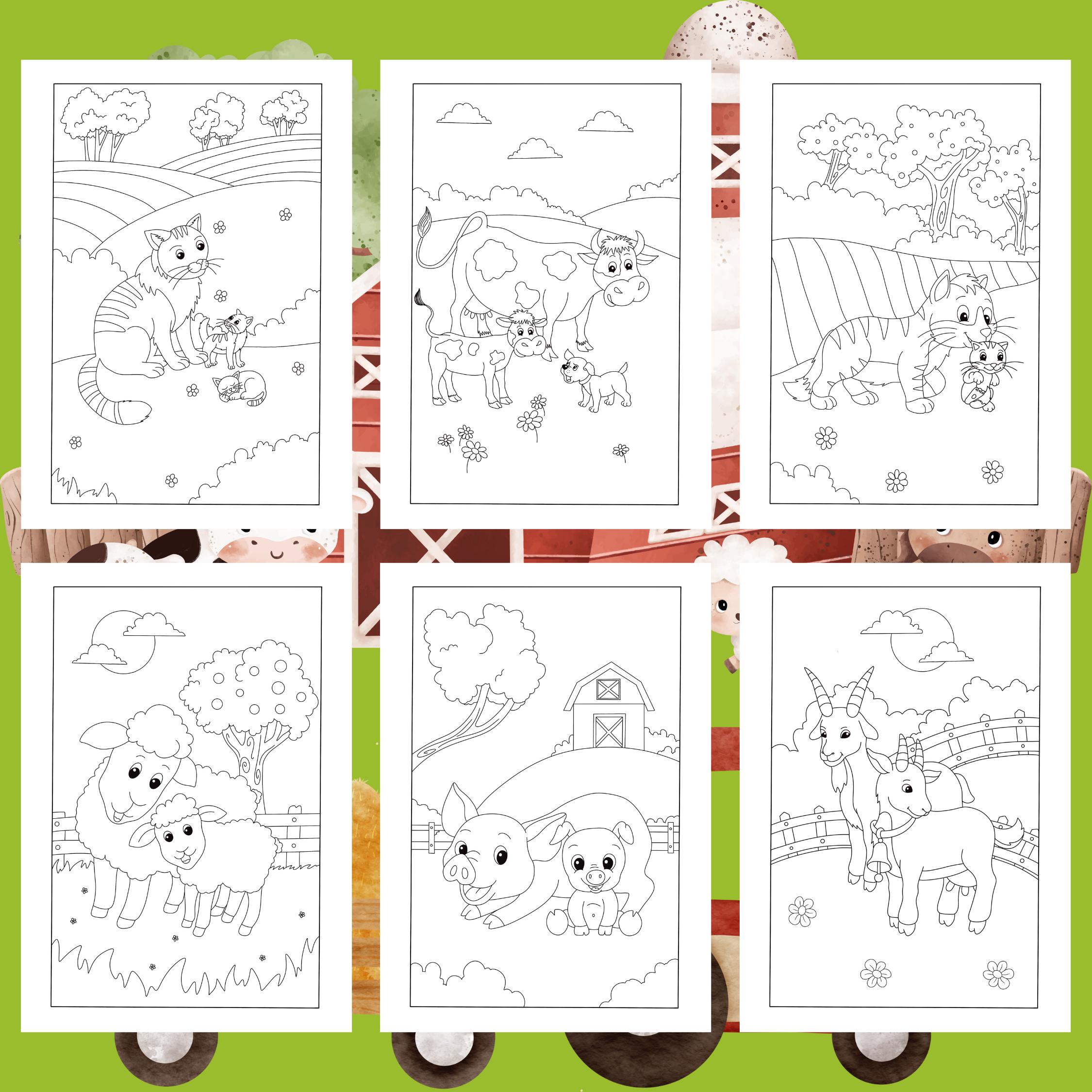 Farm Animals Coloring Book for Kids - Coloring Pages - Sheep, Horse ...