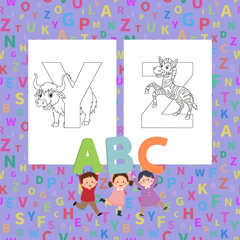 Animal Alphabet Coloring Pages - Instant Download - Educational ...