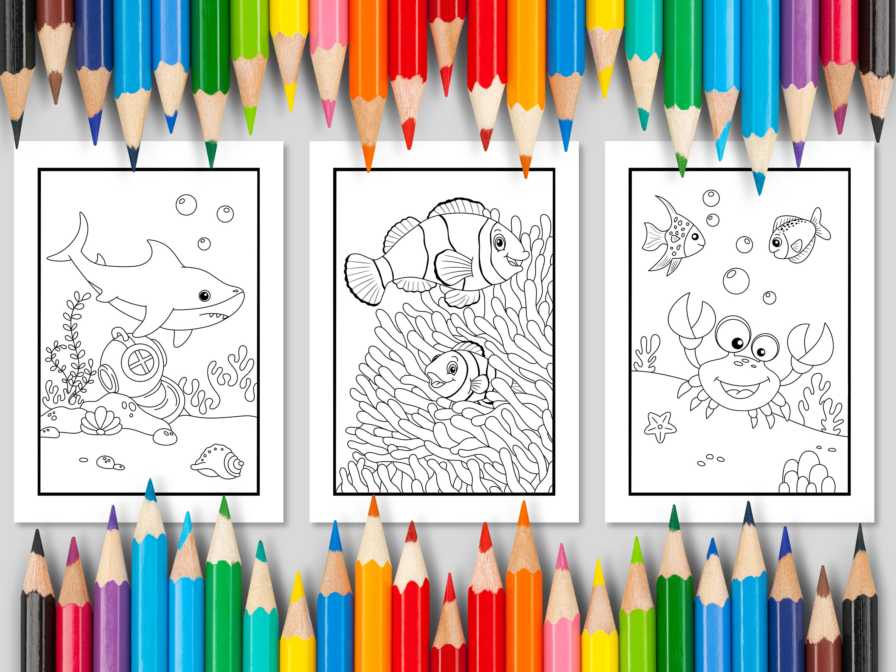 Underwater Coloring Pages Printable Ocean Coloring Pages Sea - Etsy