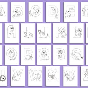 Animal Alphabet Coloring Pages - Instant Download - Educational ...