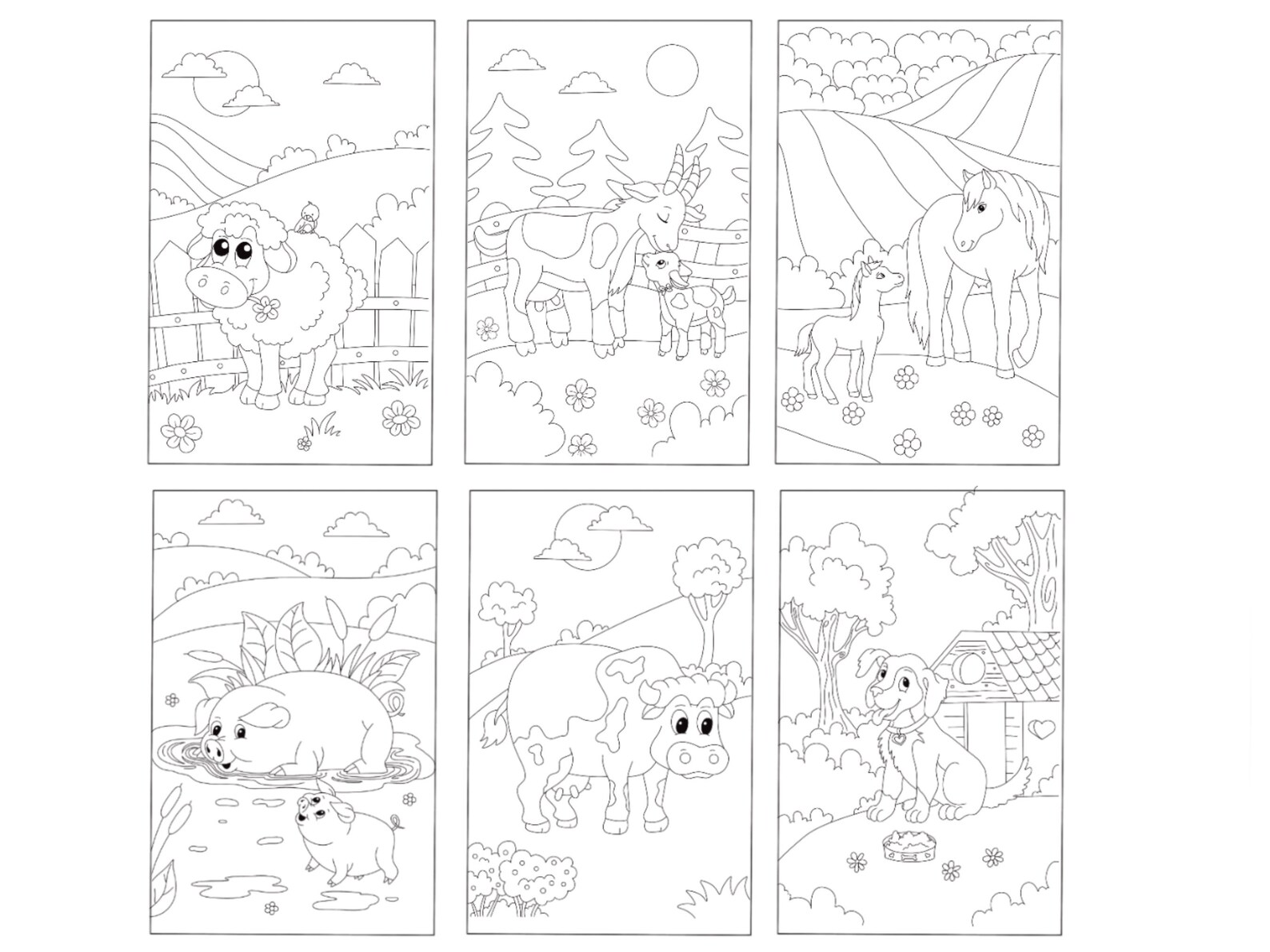 Farm Animals Coloring Book for Kids Coloring Pages Sheep - Etsy