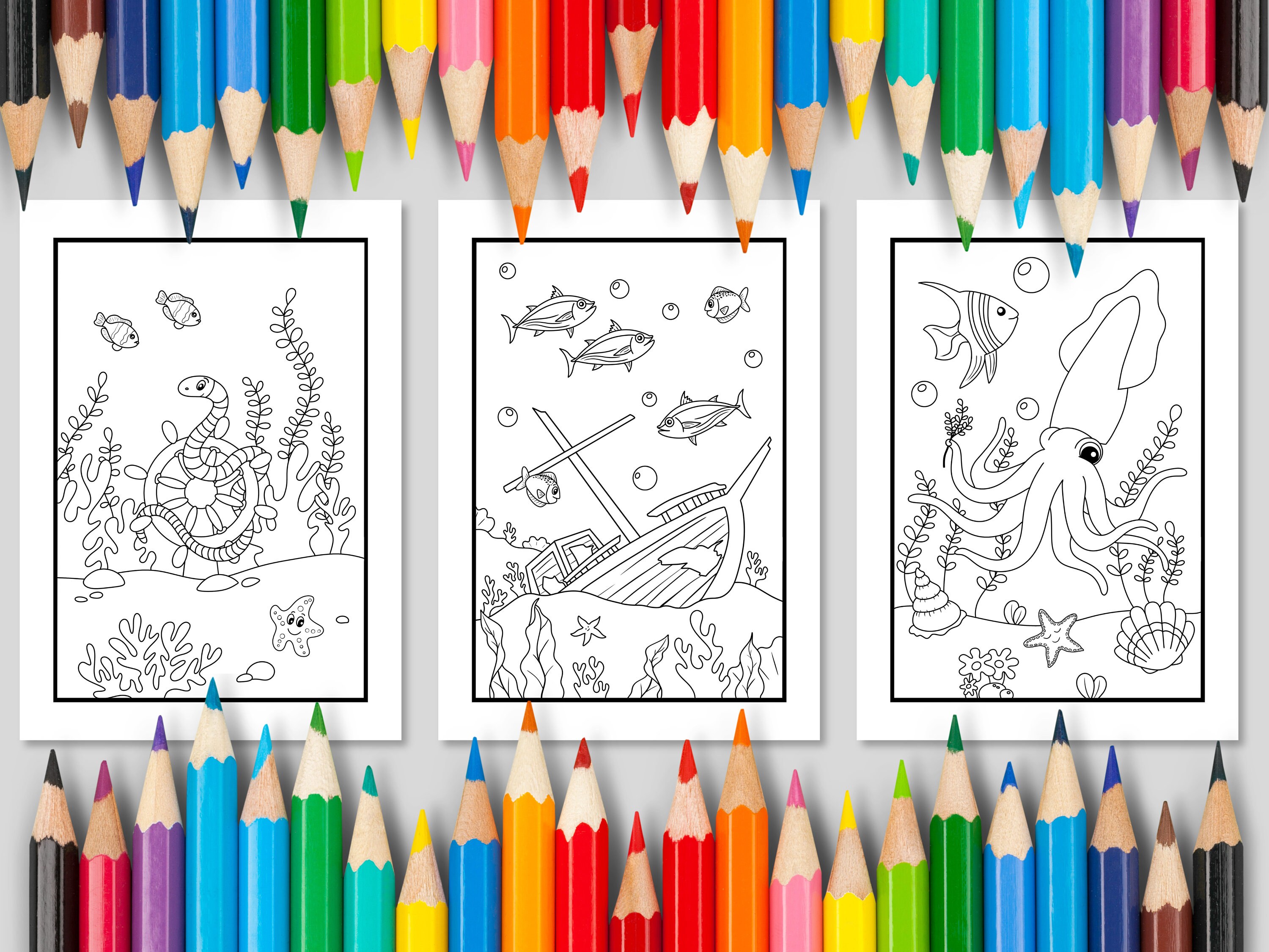 Underwater Coloring Pages Printable Ocean Coloring Pages Sea - Etsy