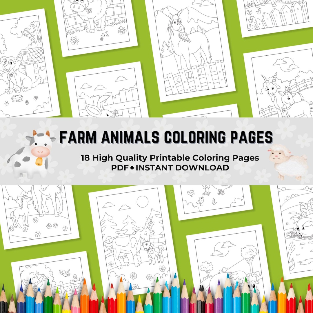 Farm Animals Coloring Book for Kids - Coloring Pages - Sheep, Horse ...