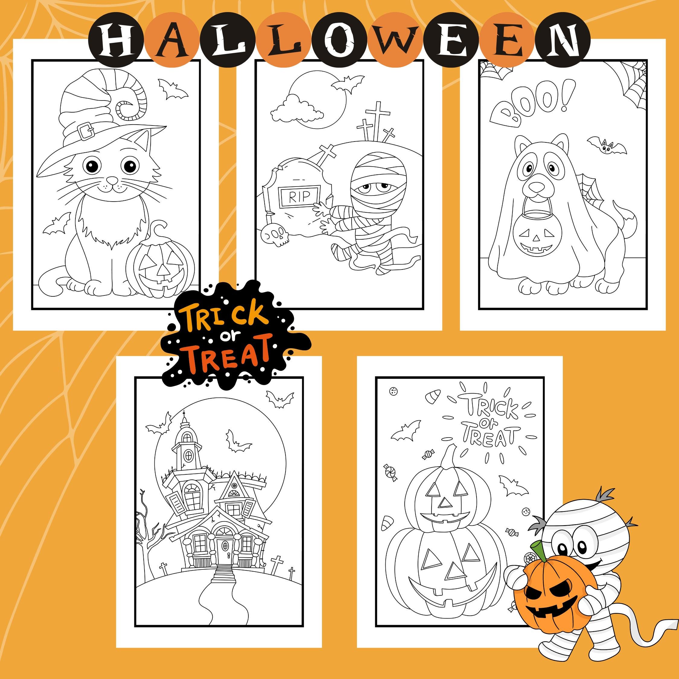 10 Printable Halloween Coloring Book Pages for Children - Cute and ...
