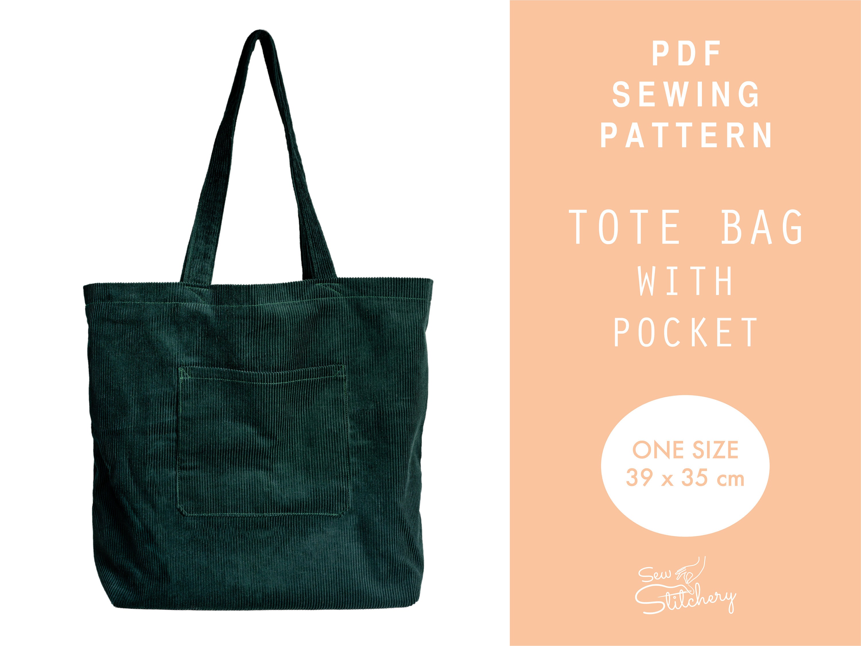 Tote Bag Sewing Pattern Shopper Bag With Pocket Instant - Etsy