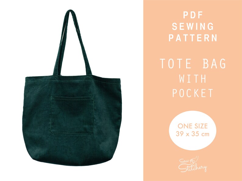 Tote Bag Sewing Pattern Shopper Bag With Pocket Instant - Etsy