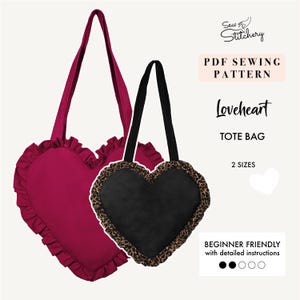 Heart Bag PDF Sewing Pattern | Love Heart Ruffle Tote Bag | Instant ...