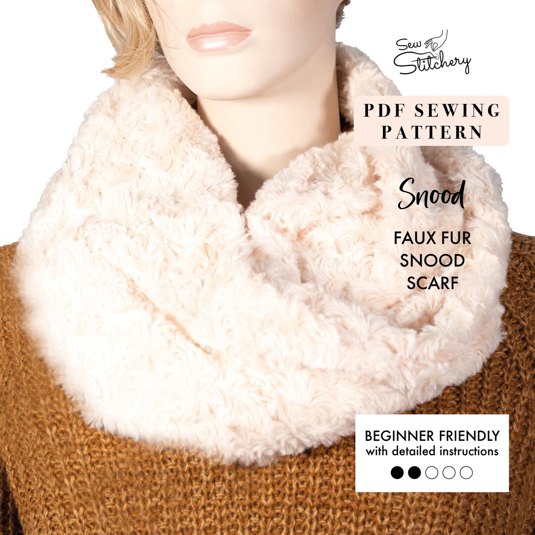 Faux Fur Snood Scarf Sewing Pattern: Beginner Friendly (PDF Pattern and ...