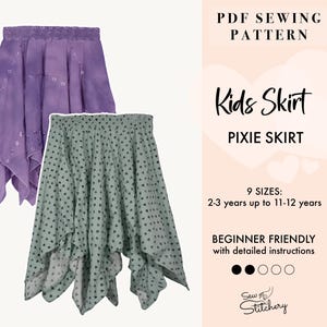 Girls Handkerchief Hem Skirt Sewing Pattern | Kids Pixie Style (PDF ...