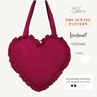 Heart Tote Bag PDF Sewing Pattern / Heart-shaped Bag (with Lining or ...
