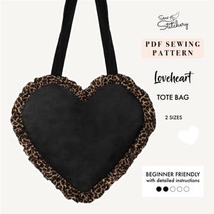 Heart Bag PDF Sewing Pattern | Love Heart Ruffle Tote Bag | Instant ...