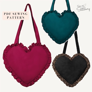 Heart Bag PDF Sewing Pattern | Love Heart Ruffle Tote Bag | Instant ...