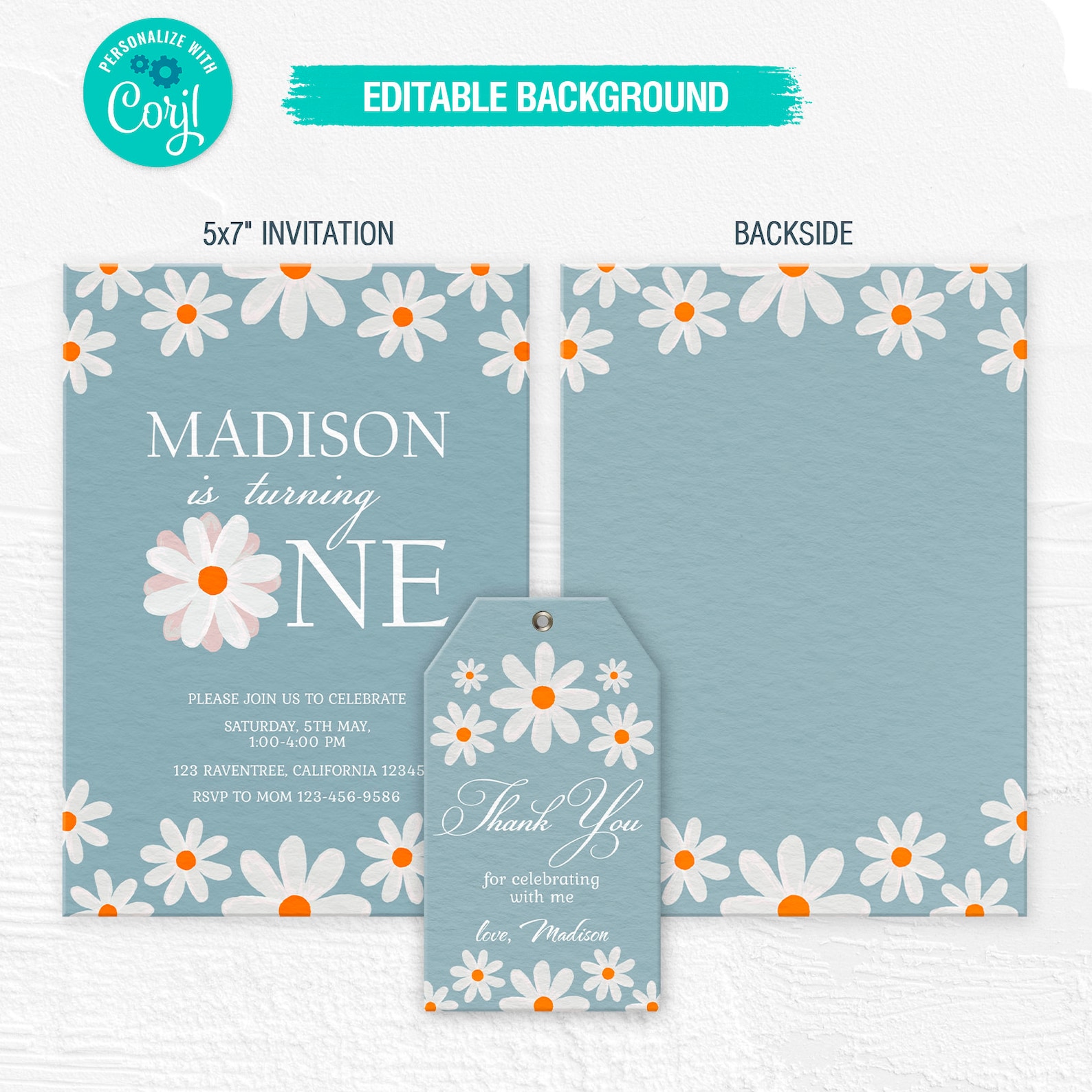 Daisy Birthday Invitation Editable, Daisy 1st Birthday Invite, Boho ...