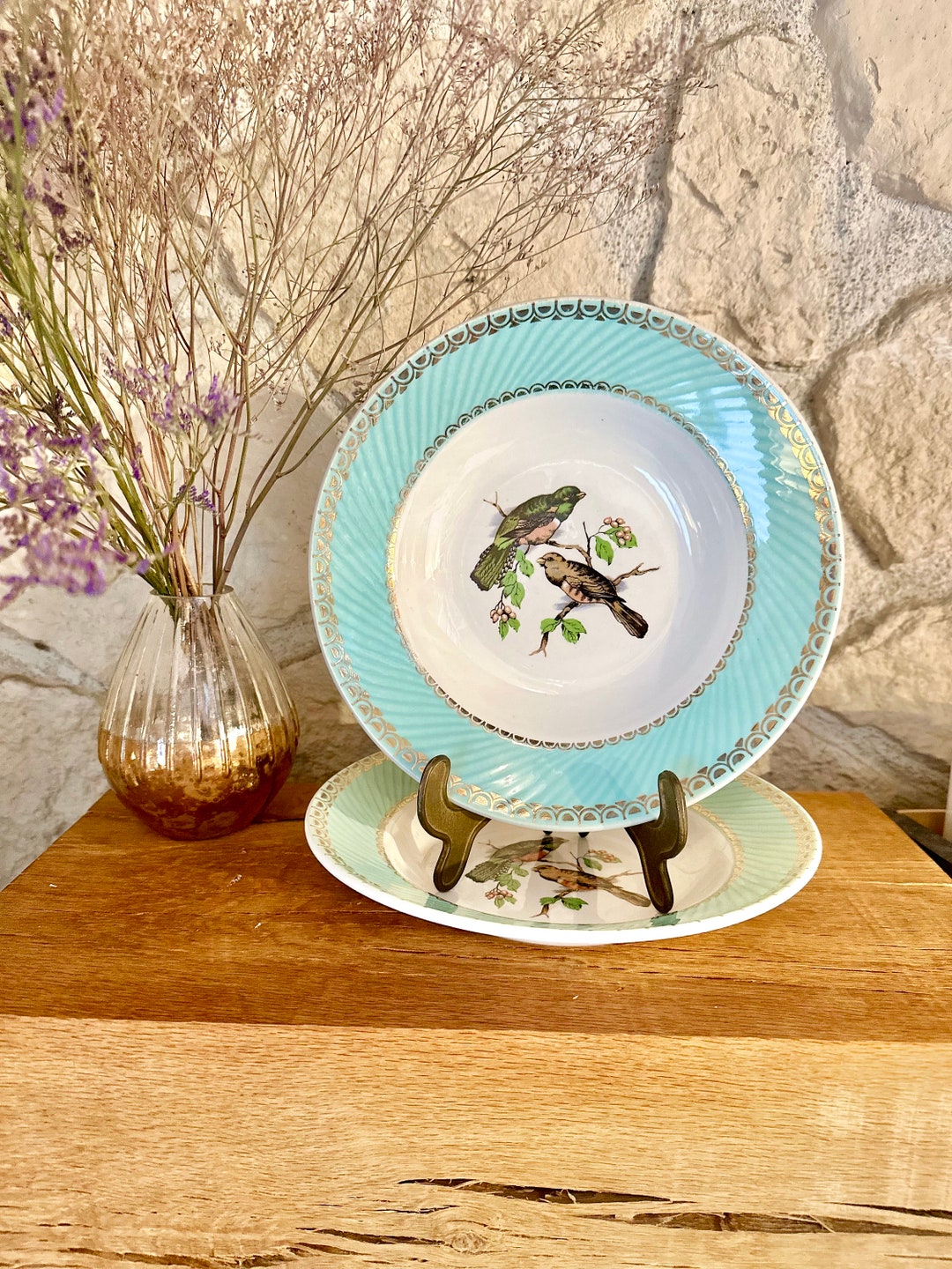 Duo of Plates Decorated With Birds - Etsy