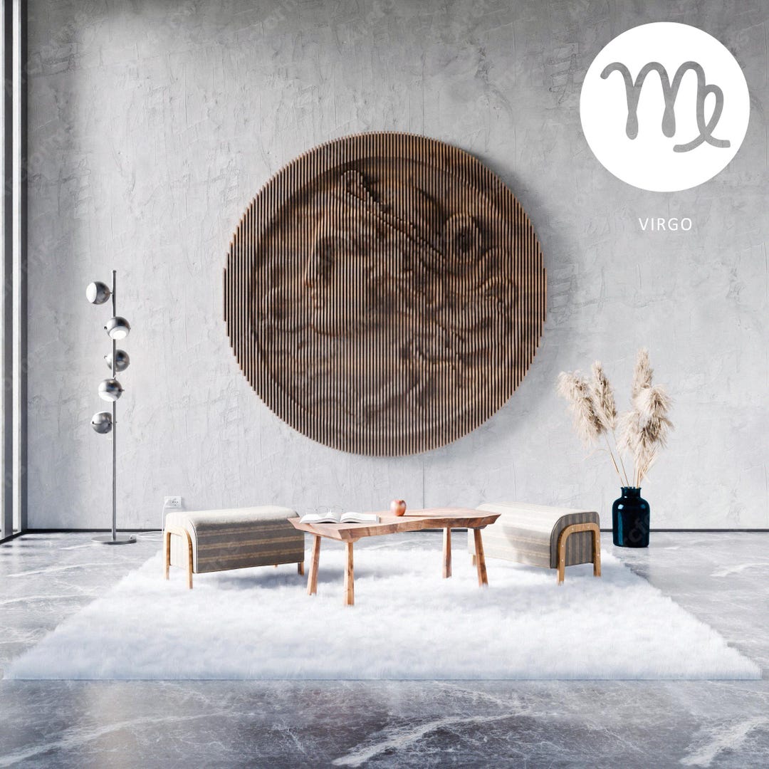 Zodiac Symbols Virgo Parametric Wall Sculpture Decor Wavy Wooden Wall ...
