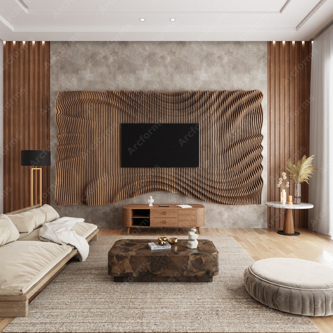 Parametric TV Wavy Wall Decor V1 Cut Files Wavy Wooden Wall Decor Svg ...
