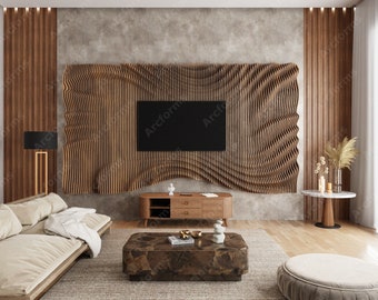 Parametric Wooden Wall Decor TV004 /TV Unit/ CNC Files for Cutting - Etsy