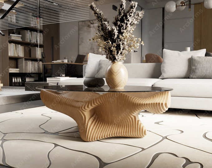 Parametric Table Wavy CNC Cut Files Art Decor Wavy Wooden Table Decor ...