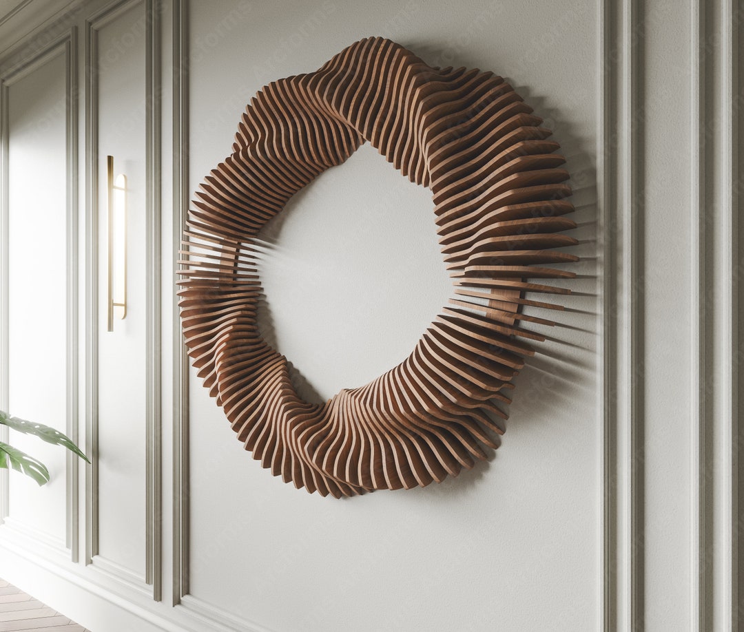 Parametric Wall Art Cut Ready Layered Art Decor Wavy Wooden Wall Wooden ...