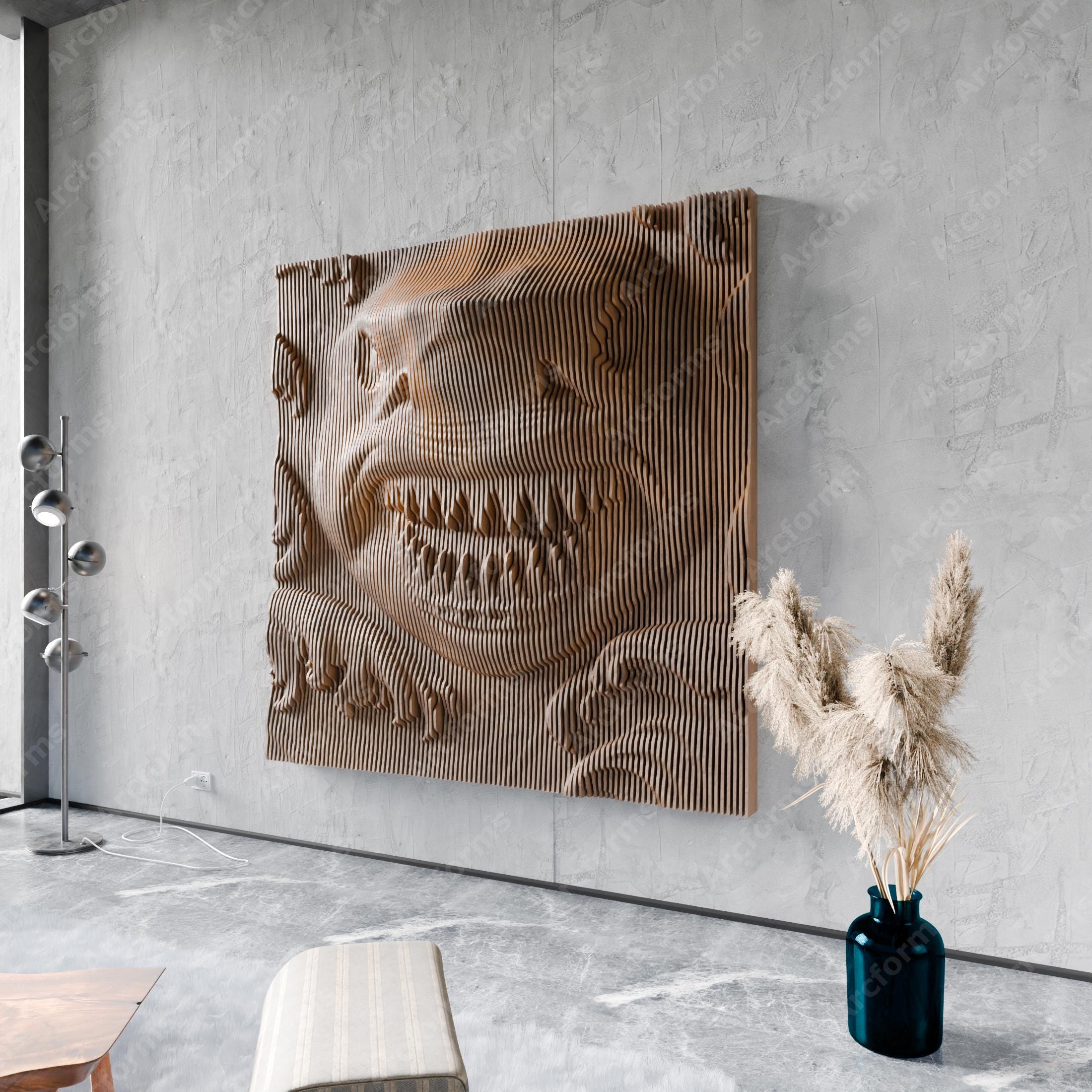 Parametric Wall Sculpture Decor Jaws DIY Plans Woodworking Wavy Wooden ...