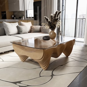 Parametric Table Wavy CNC Cut Files Art Decor Wavy Wooden Table Decor ...