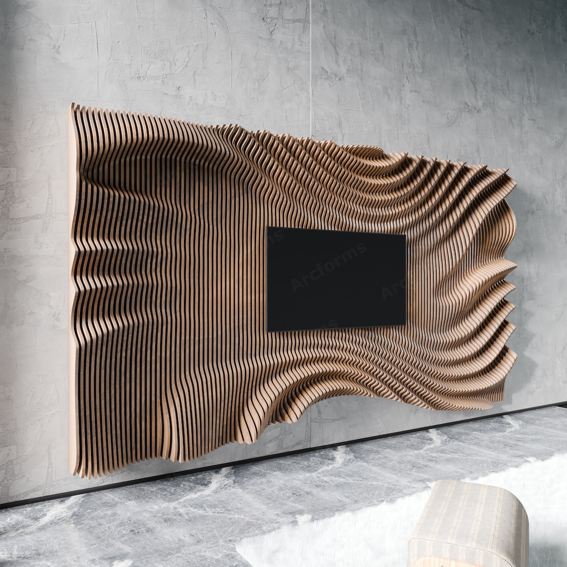 Parametric Wavy Wall Decor V1 Cut Files Wavy Wooden Wall Decor Svg Dxf ...