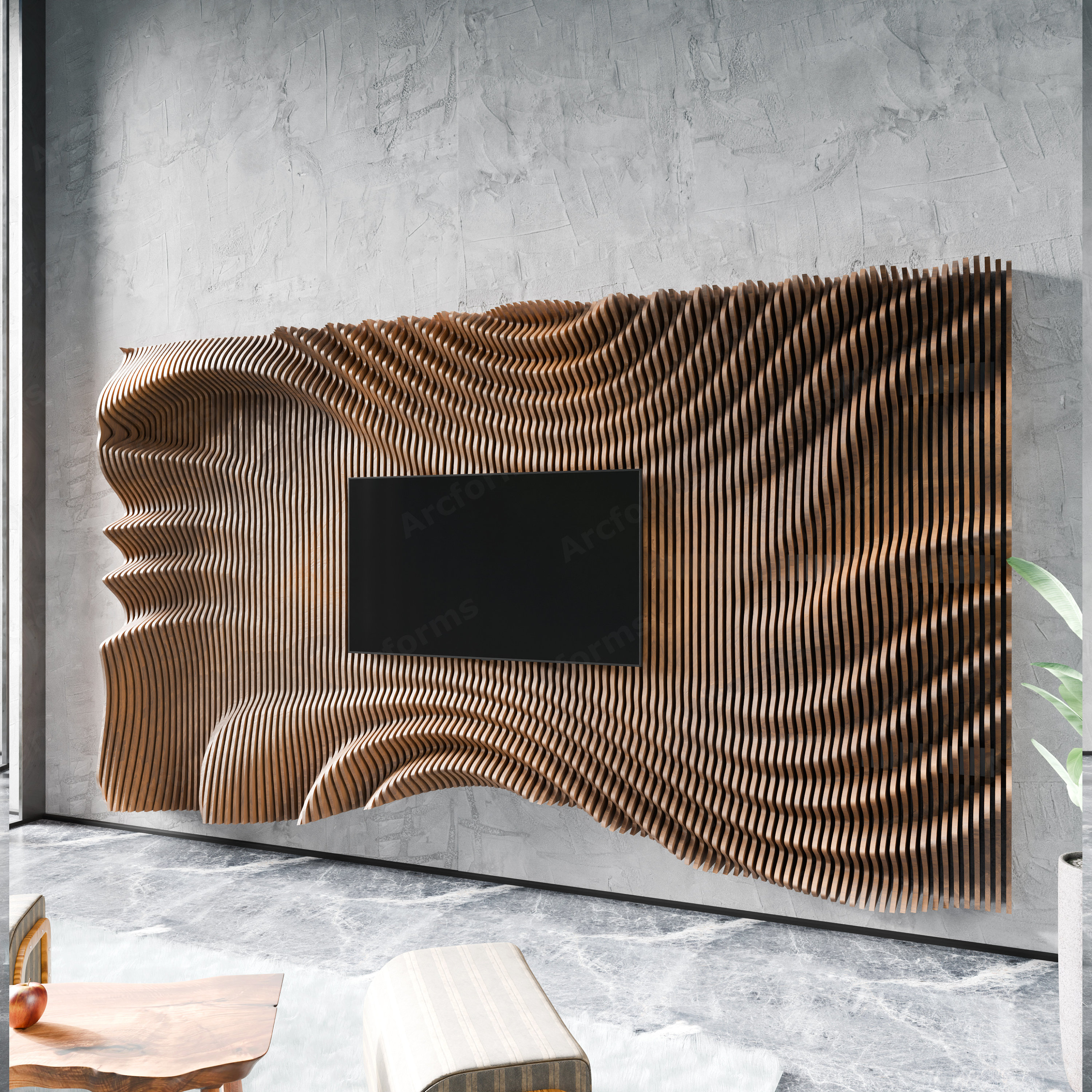 Parametric Wavy Wall Decor V1 Cut Files Wavy Wooden Wall Decor Svg Dxf ...