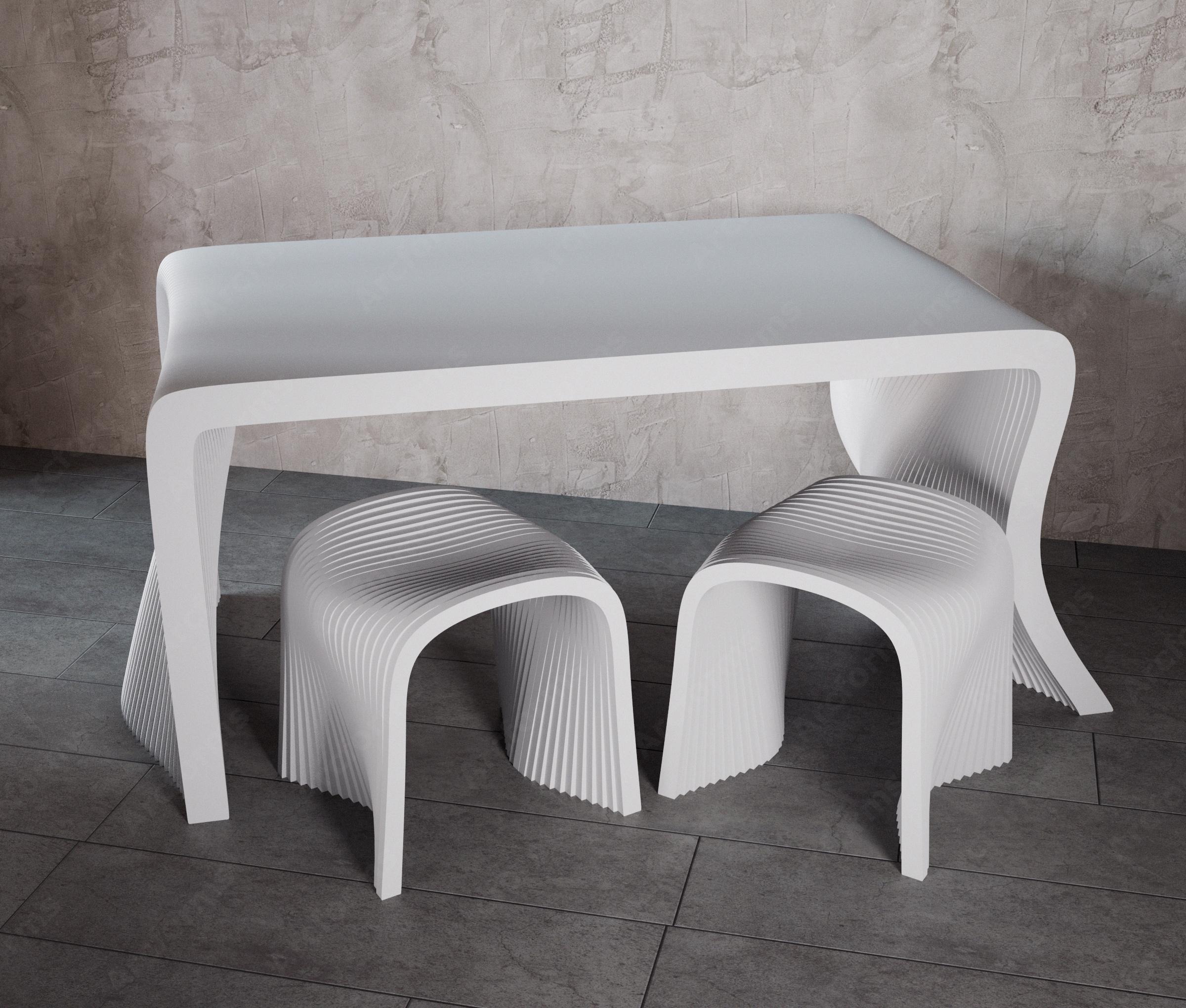 Parametric Dining Table Wavy CNC Cut Files Art Decor Wavy Wooden Table ...