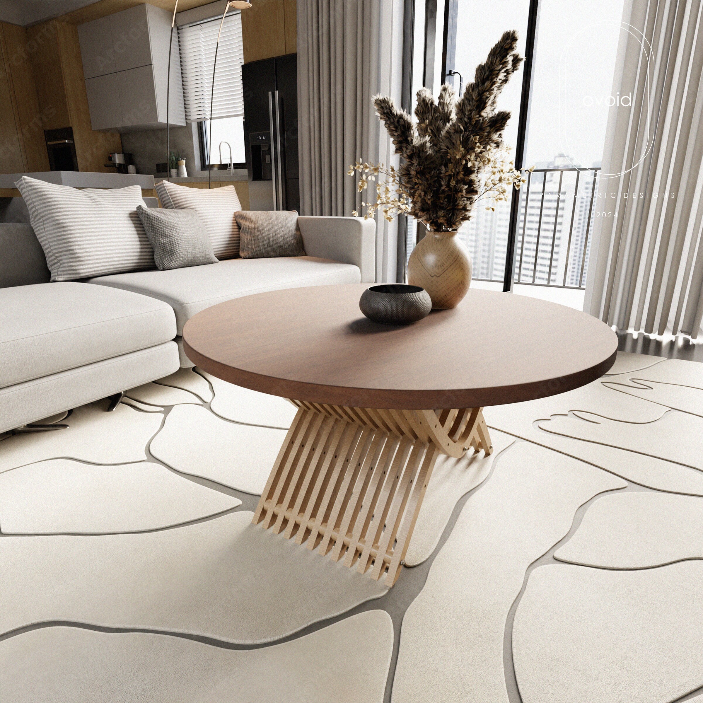 Parametric Table Cut Ready Art Decor Wavy Wooden Table Decor Svg Dxf ...