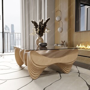 Parametric Table Wavy CNC Cut Files Art Decor Wavy Wooden Table Decor ...