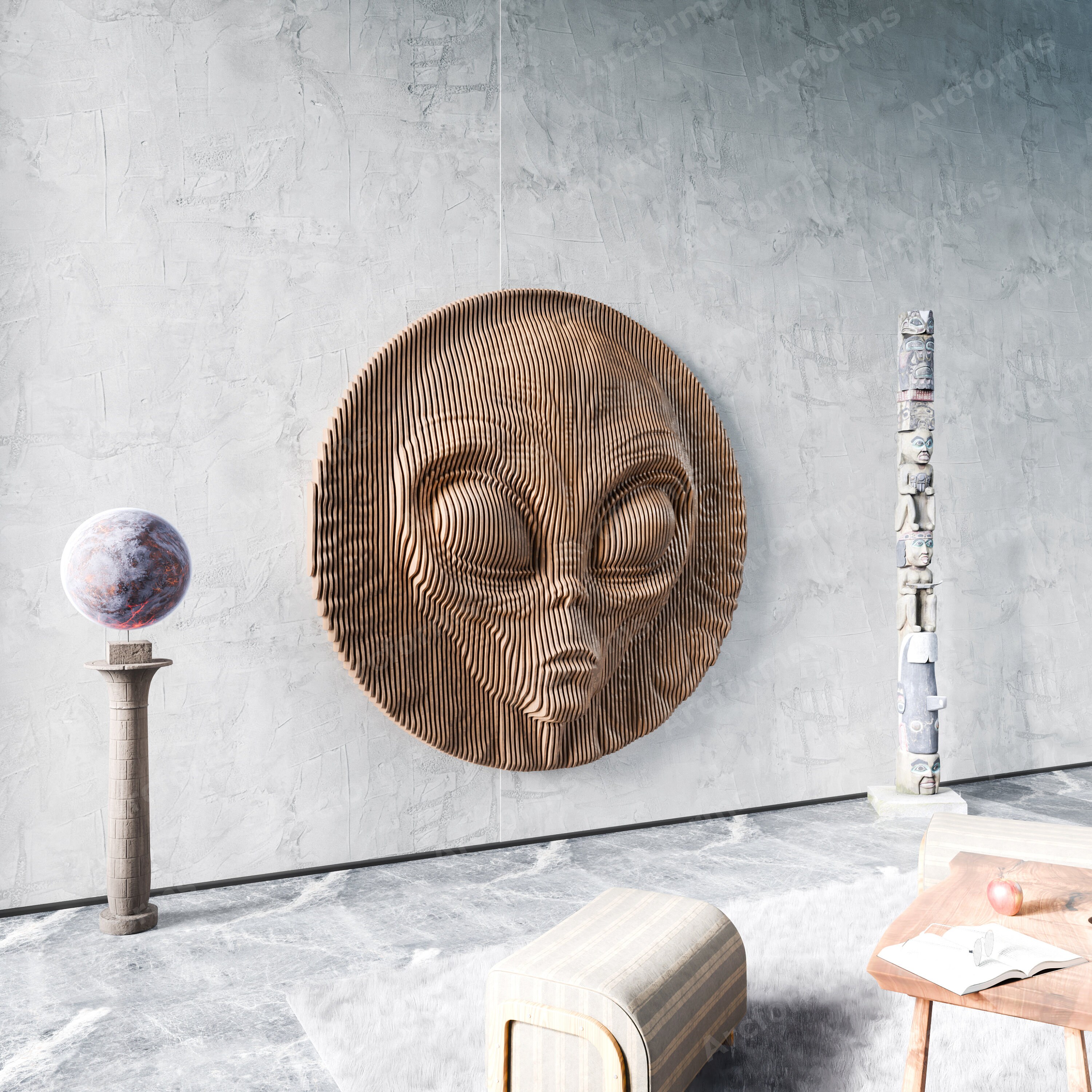 Parametric Wall Sculpture Decor Zyraeth the Nebula Luminary Wavy Wooden ...
