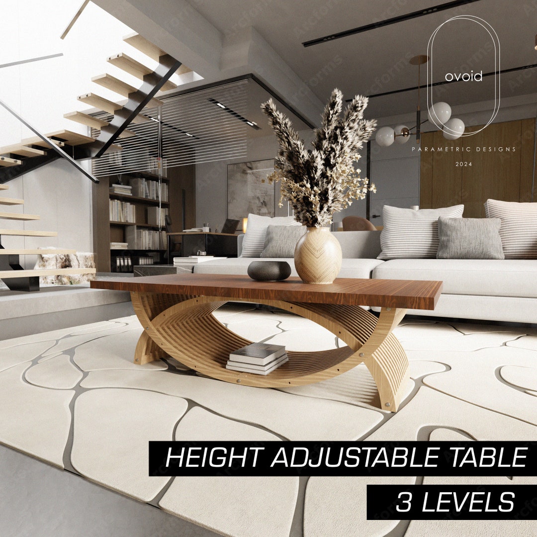 Parametric Table Cut Ready Art Decor Wavy Wooden Table Decor Svg Dxf ...