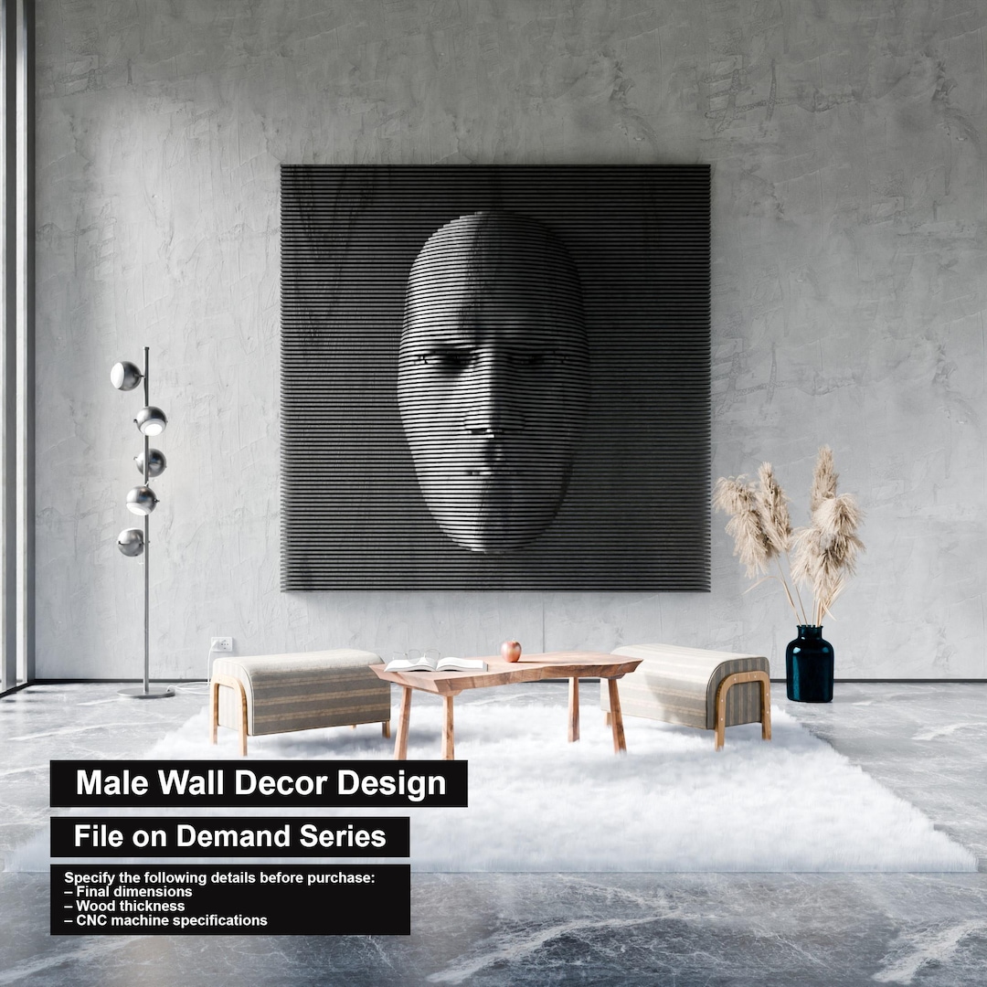 Male Face Wall Design CNC Diy Woodworking Plans Files on Demand Series ...