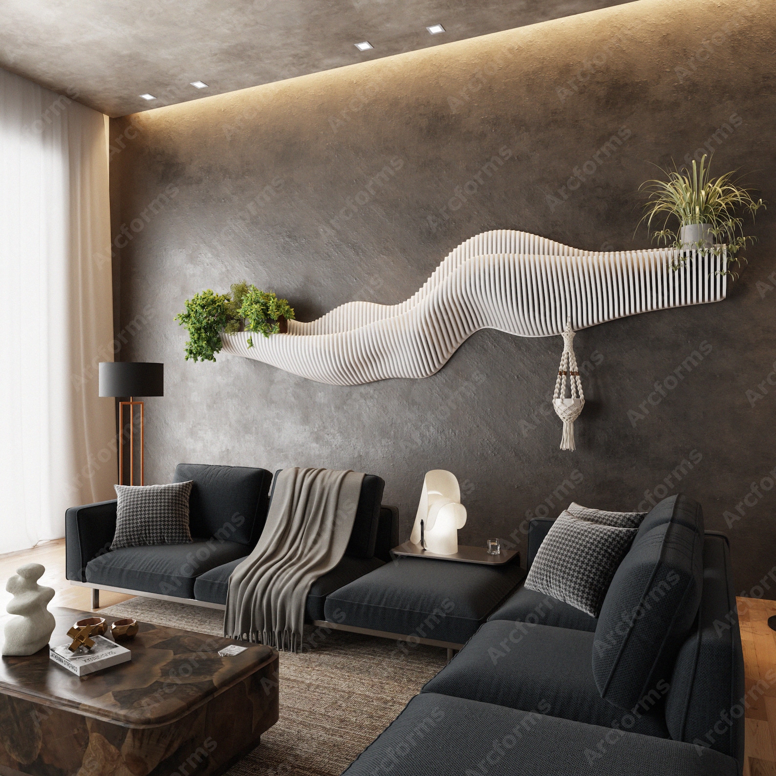 Parametric Wavy Wooden Organic Shelf Wall Decor Cut Files CNC Art Decor ...