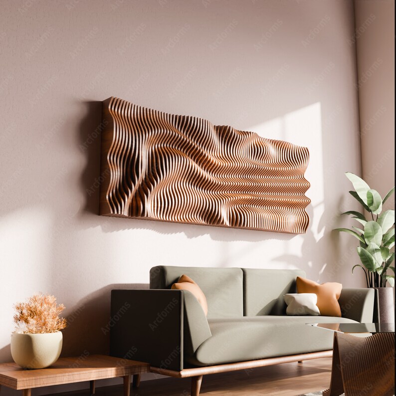 Parametric Wall Decor V1 Wavy Wooden Wall Decor Svg Dxf Eps Png / TV Unit / CNC Files for ...
