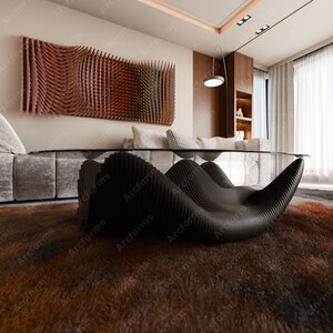 Parametric Table Wavy CNC Cut Files Art Decor Wavy Wooden Table Decor ...