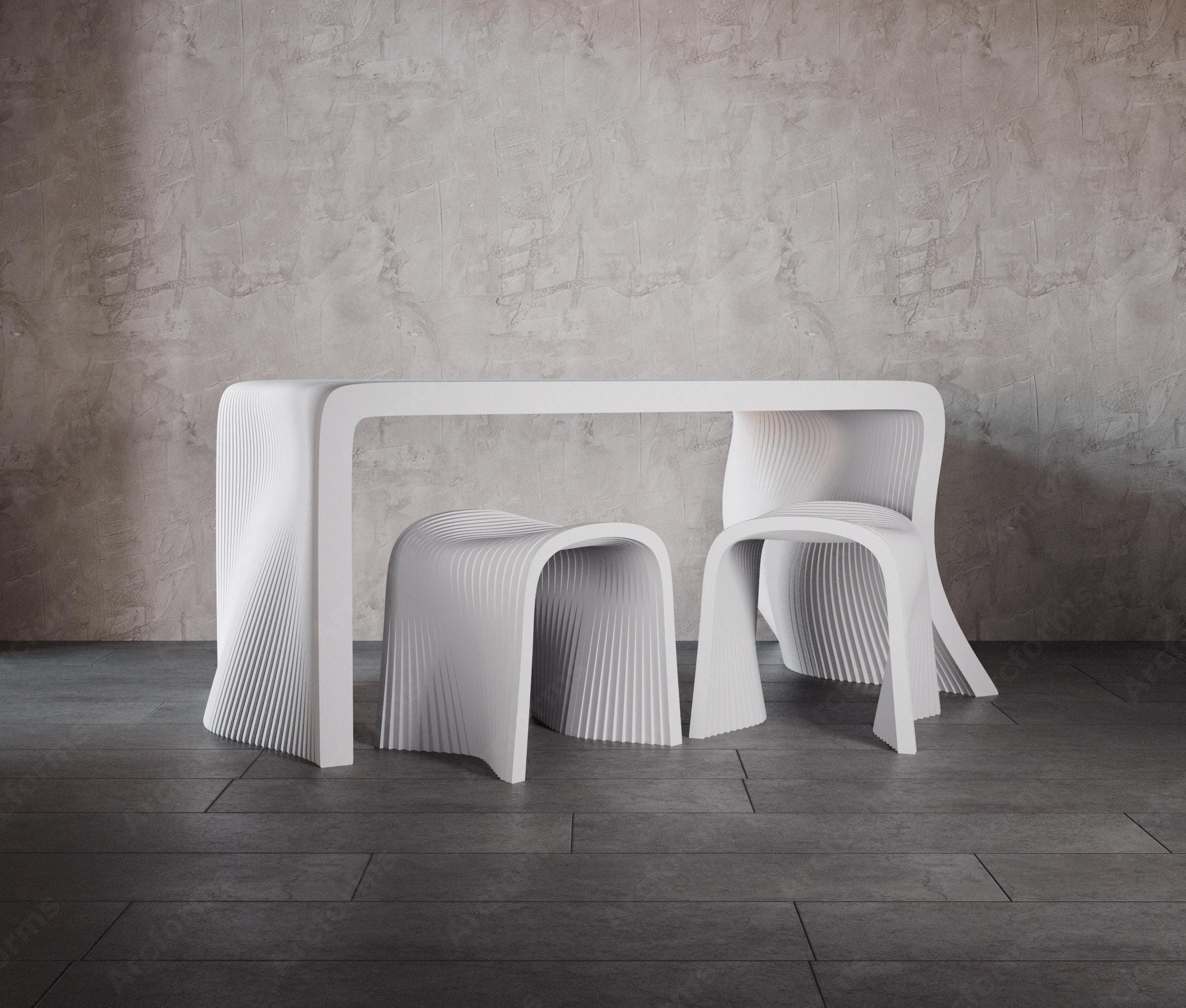 Parametric Dining Table Wavy CNC Cut Files Art Decor Wavy Wooden Table ...