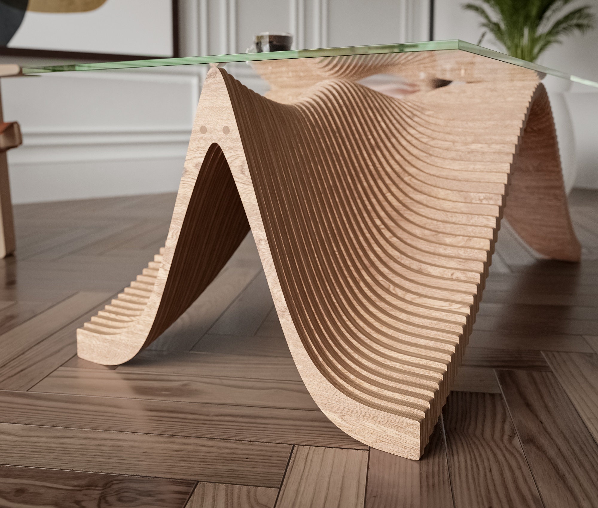 Waveforma Cut Ready Parametric Table Art Decor Wavy Wooden - Etsy