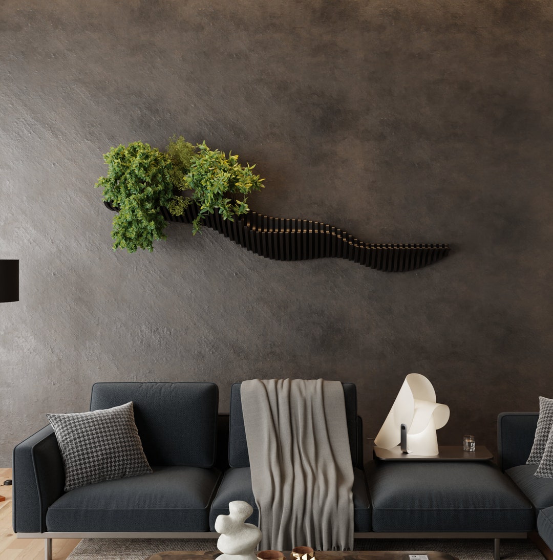 Parametric Wavy Wooden Wall Decor Shelf Design CNC Cut Files Modern ...