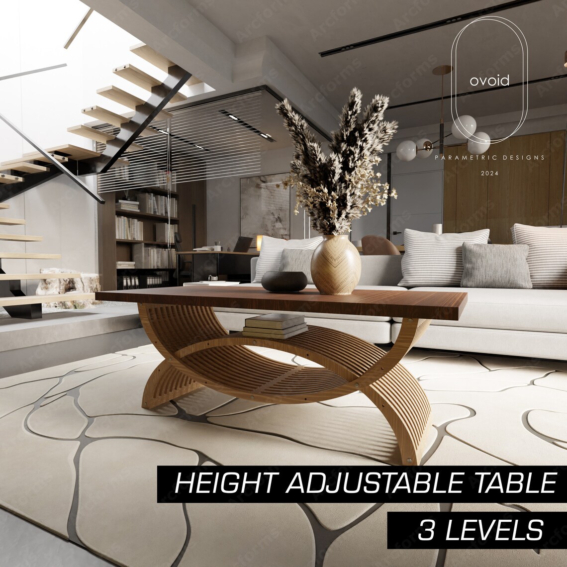 Parametric Table Cut Ready Art Decor Wavy Wooden Table Decor Svg Dxf ...